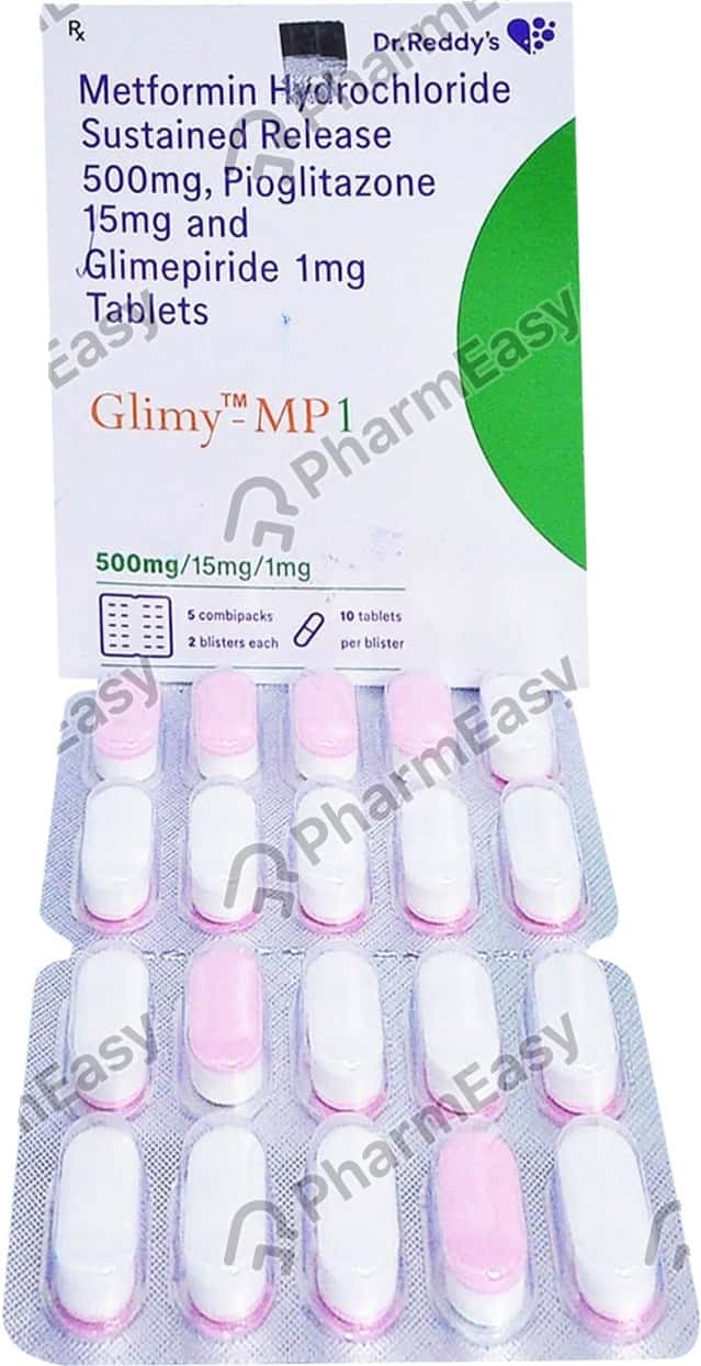 Glimy Mp1 Strip Of 10 Tablets: Uses, Side Effects, Price & Dosage ...