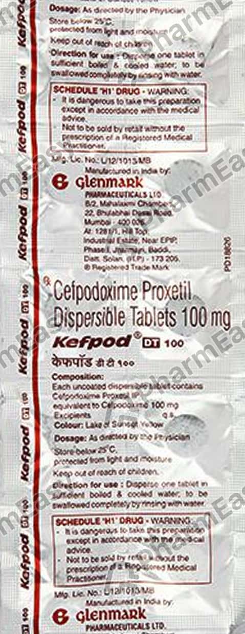 Kefpod Dt 100 MG Tablet (10): Uses, Side Effects, Price & Dosage ...