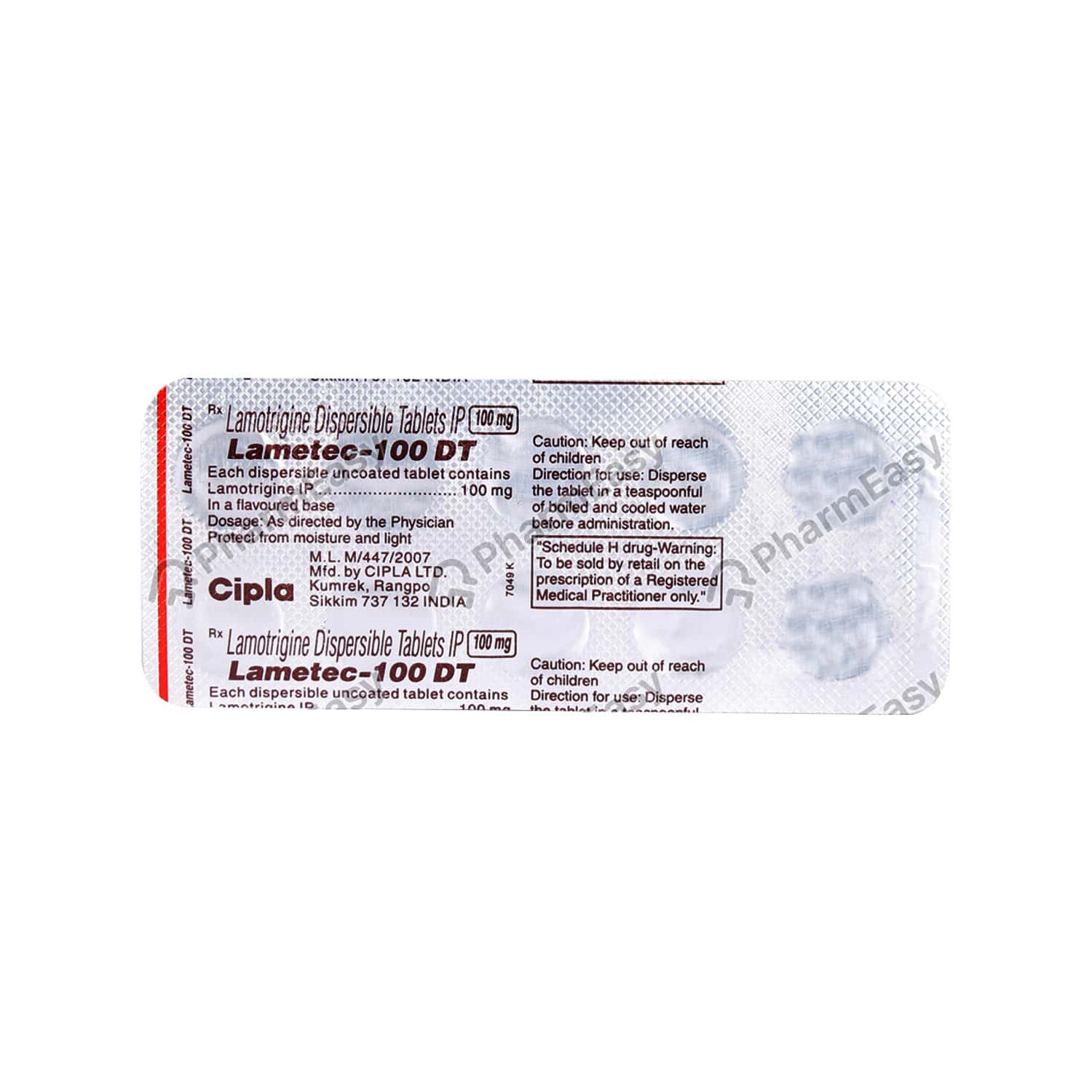 Lametec Dt 100 MG Tablet (10) - Uses, Side Effects, Dosage, Composition ...