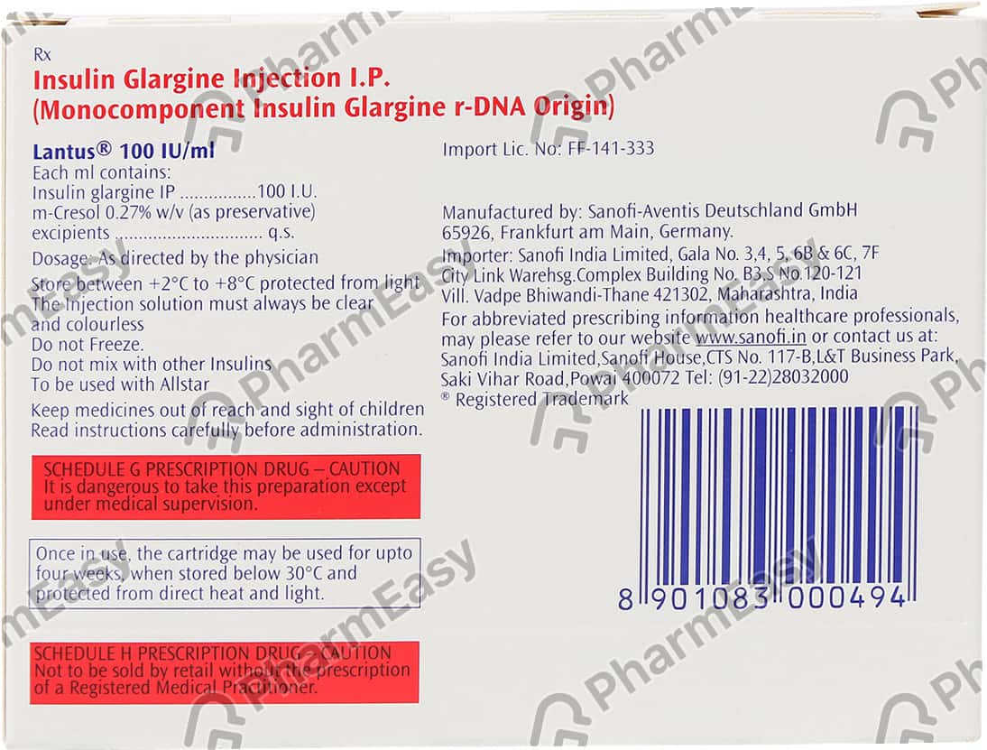 Lantus 100 IU/ML Solution For Injection (3): Uses, Side Effects, Price ...