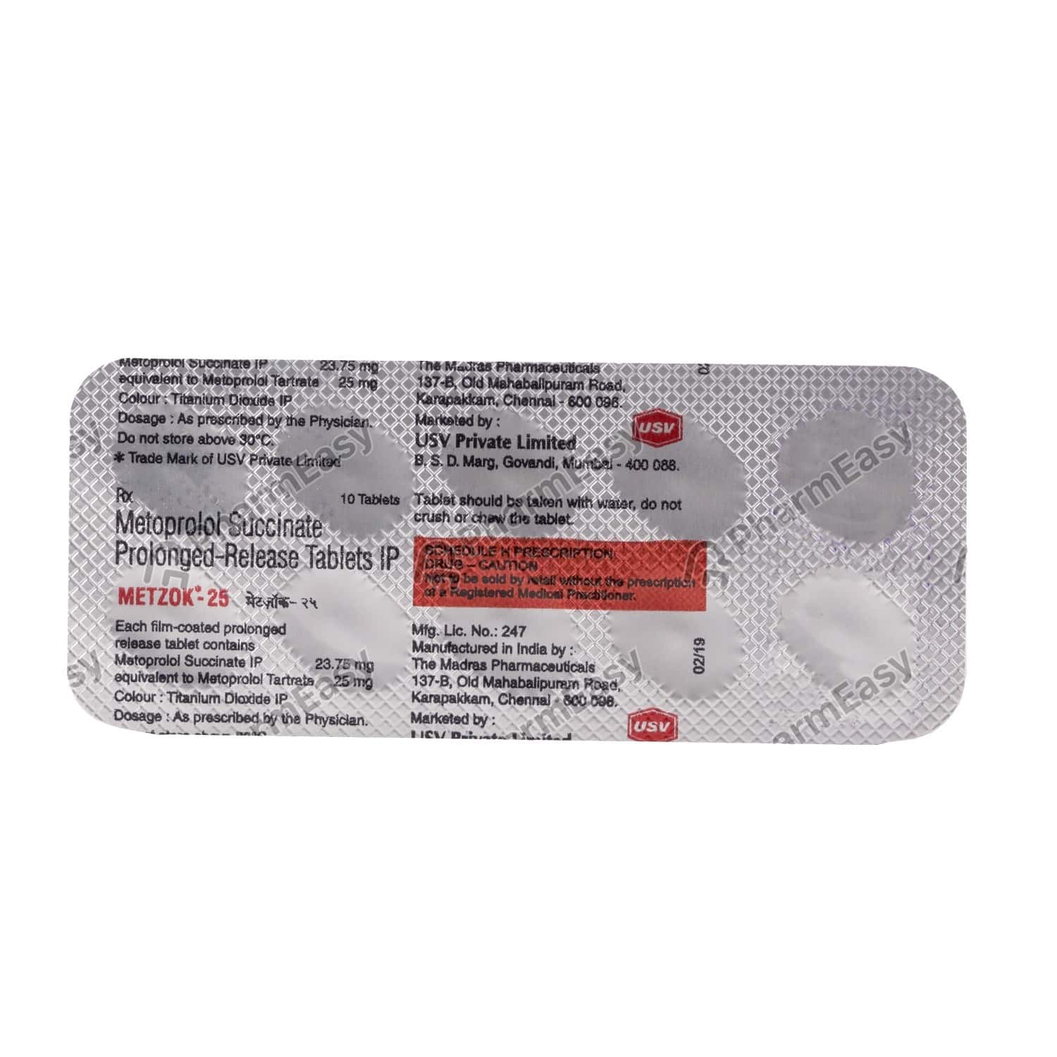 Metzok Er 25 MG Tablet (10) - Uses, Side Effects, Dosage, Composition ...