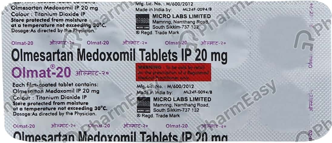 Olmat 20 MG Tablet (10): Uses, Side Effects, Price & Dosage | PharmEasy