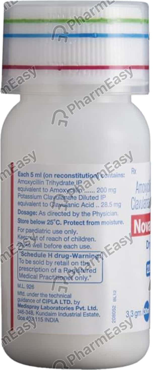 Buy Novamox Cv 228.5mg Tangy Orange Flavour Bottle Of 30ml Dry Syrup ...