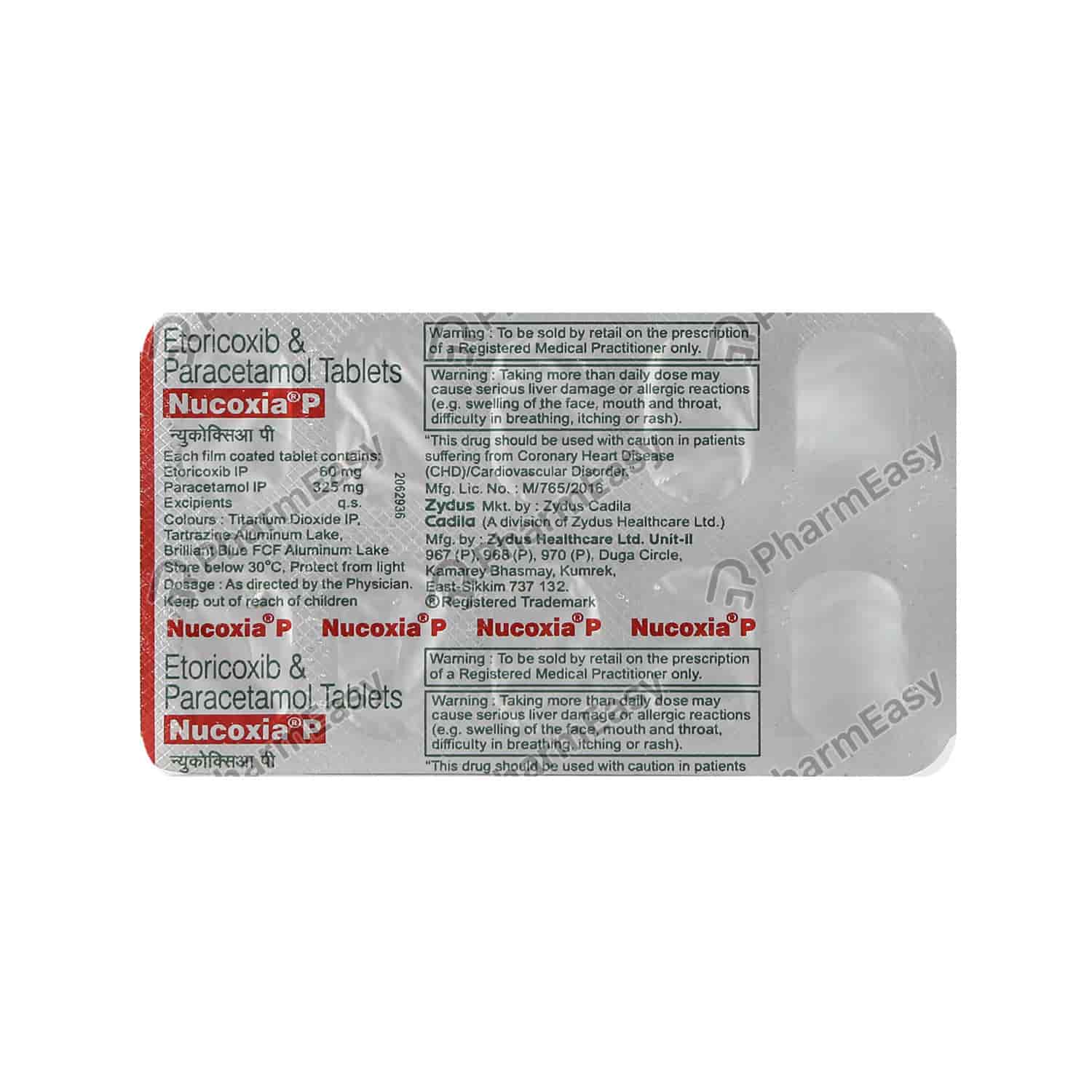 Nucoxia P Strip Of 10 Tablets - Uses, Side Effects, Dosage, Composition ...