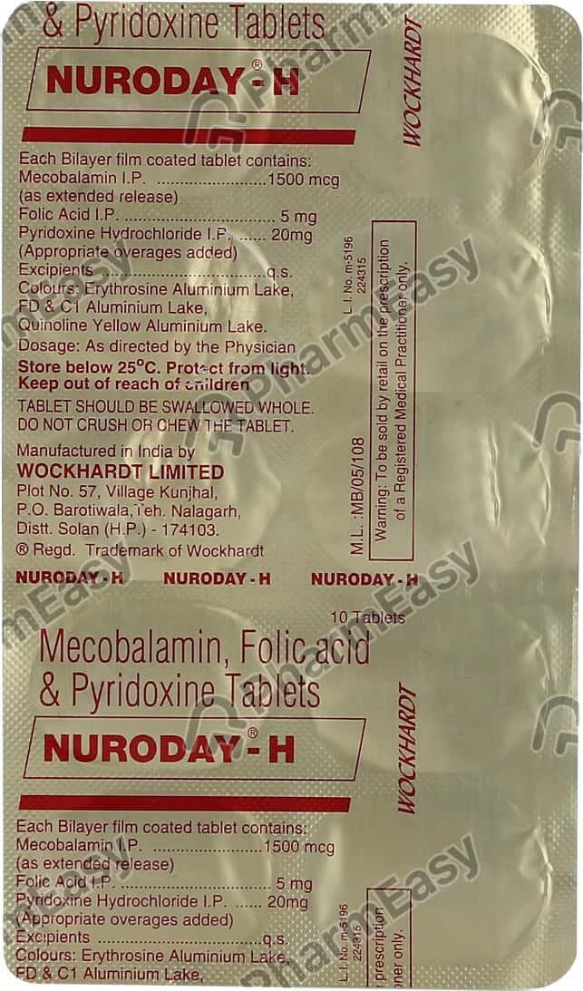 Nuroday H Strip Of 10 Tablets: Uses, Side Effects, Price & Dosage ...