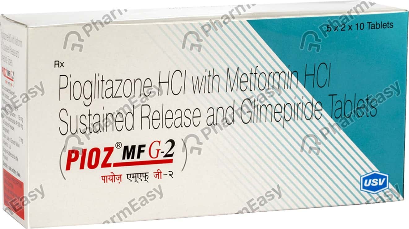 Pioz Mf G 2mg Strip Of 10 Tablets: Uses, Side Effects, Price & Dosage ...