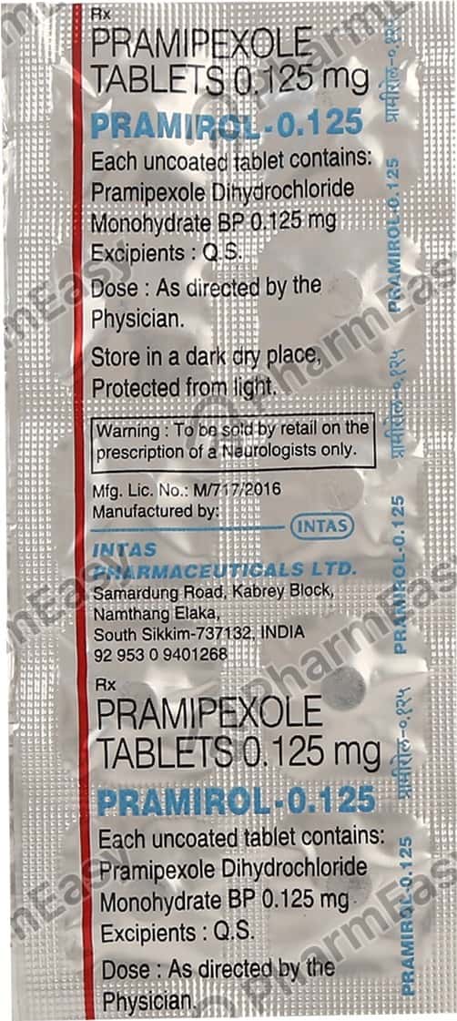 Pramirol 0.125 MG Tablet (10): Uses, Side Effects, Price & Dosage ...