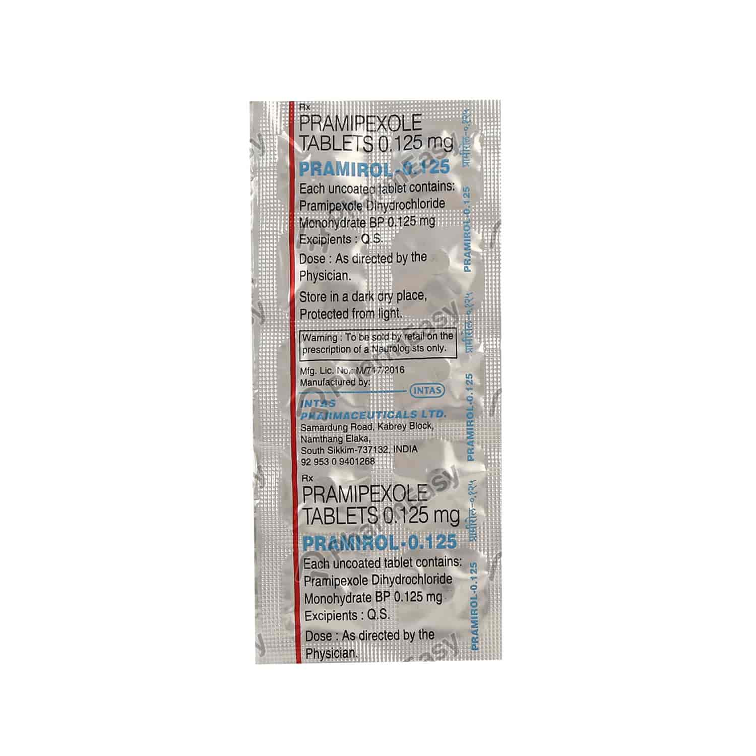 Buy Pramirol 0.125mg Tablet Online at Flat 18% OFF* | PharmEasy