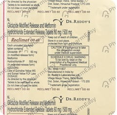 Reclimet Od 60mg Strip Of 15 Tablets: Uses, Side Effects, Price ...