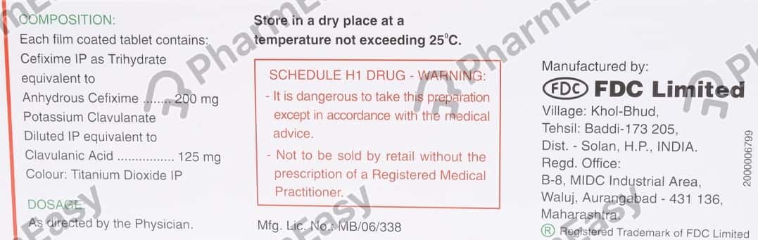 Zifi Cv 200mg Strip Of 10 Tablets: Uses, Side Effects, Price & Dosage ...