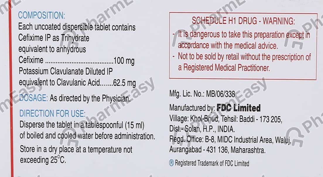 Zifi Cv Dt 100mg Strip Of 10 Tablets: Uses, Side Effects, Price ...