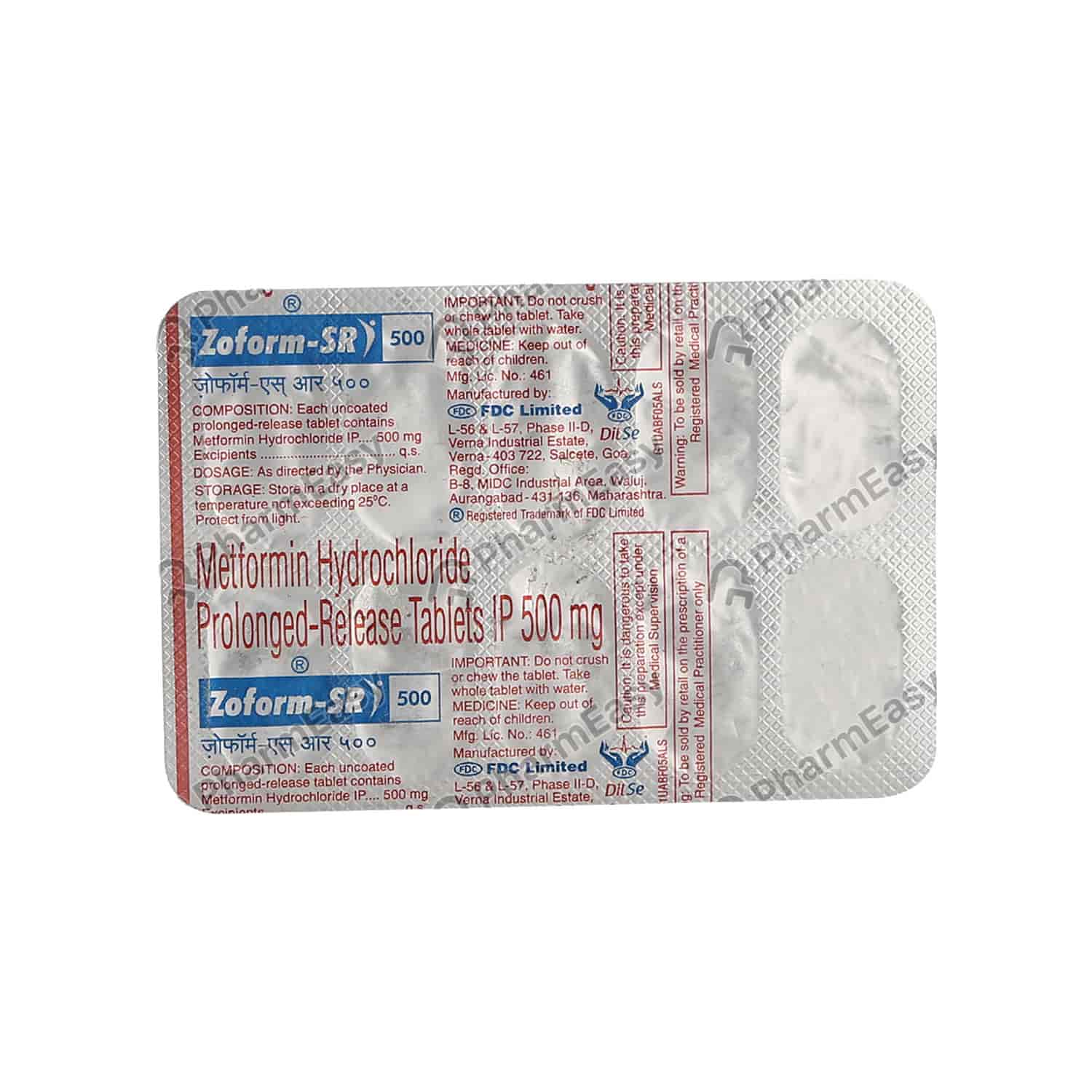 Zoform Sr 500mg Tab - Uses, Side Effects, Dosage, Composition & Price ...
