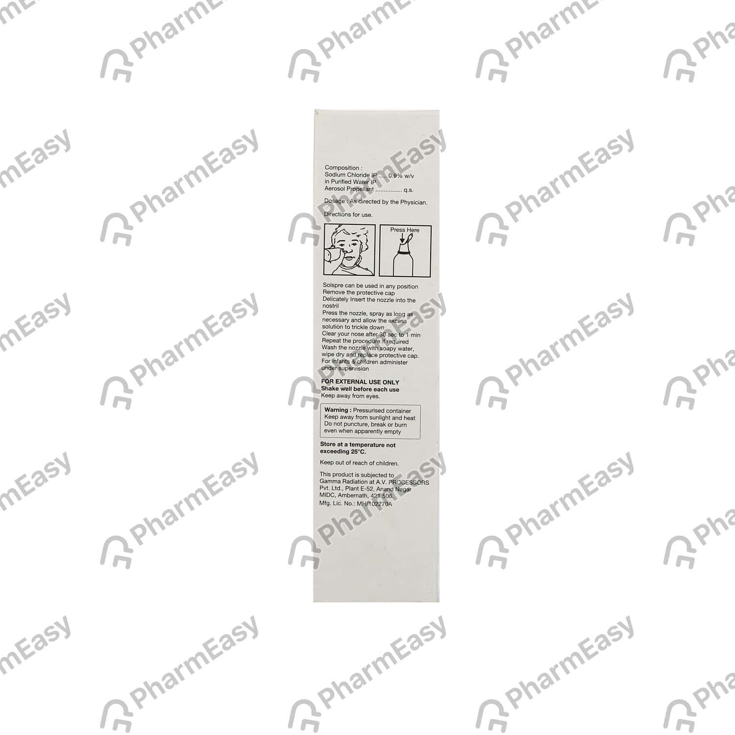 Solspre 0.9 % Nasal Spray (100): Uses, Side Effects, Price & Dosage ...