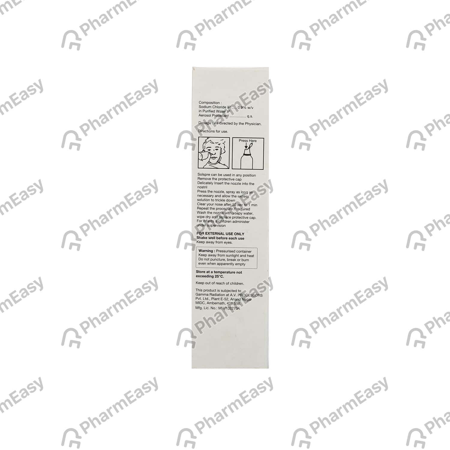 Buy Solspre 0.9 % Nasal Spray (100) Online at Flat 18% OFF* | PharmEasy