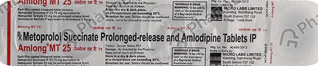 Amlong Mt 25/2.5mg Strip Of 7 Tablets: Uses, Side Effects, Price ...