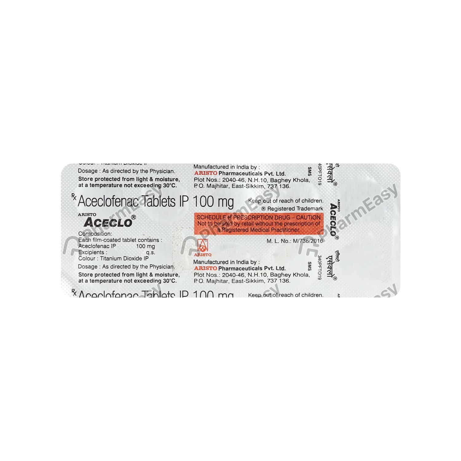 Aceclo 100 MG Tablet (10) - Uses, Side Effects, Dosage, Composition ...