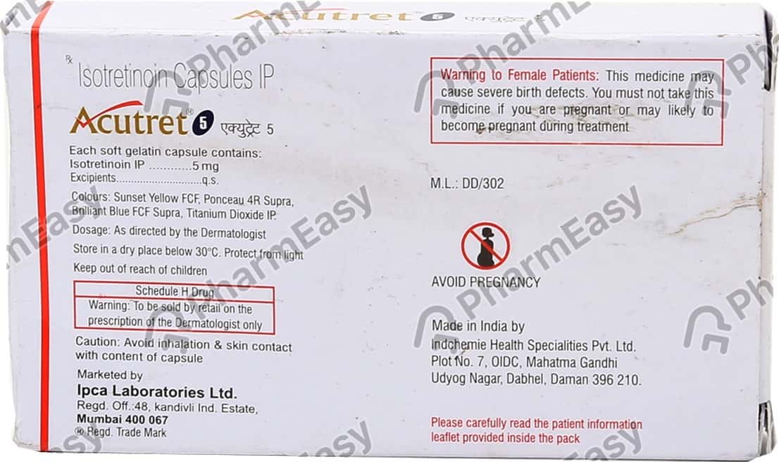 Acutret 5 MG Capsule (10): Uses, Side Effects, Price & Dosage | PharmEasy