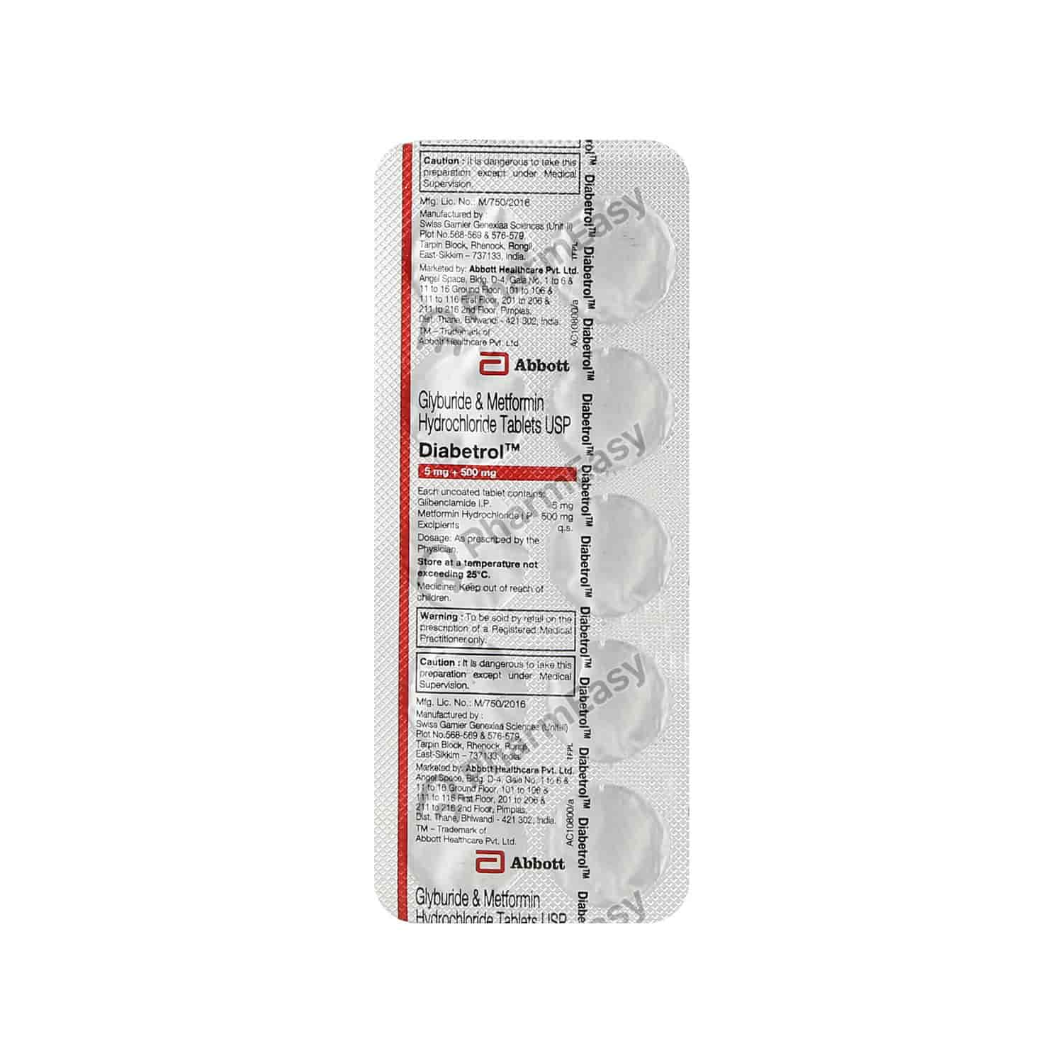 Buy Diabetrol 500mg Tablet Online at Flat 18% OFF* | PharmEasy