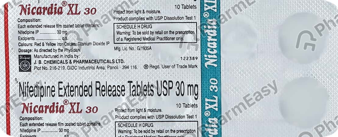 Nicardia Xl 30 MG Tablet (10): Uses, Side Effects, Price & Dosage ...