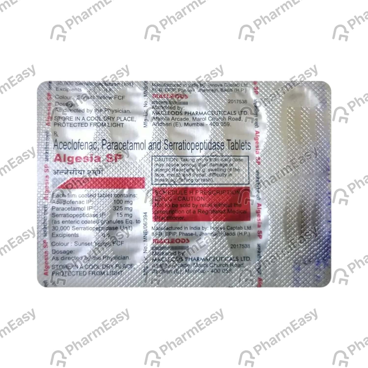 Algesia Sp Strip Of 10 Tablets: Uses, Side Effects, Price & Dosage ...