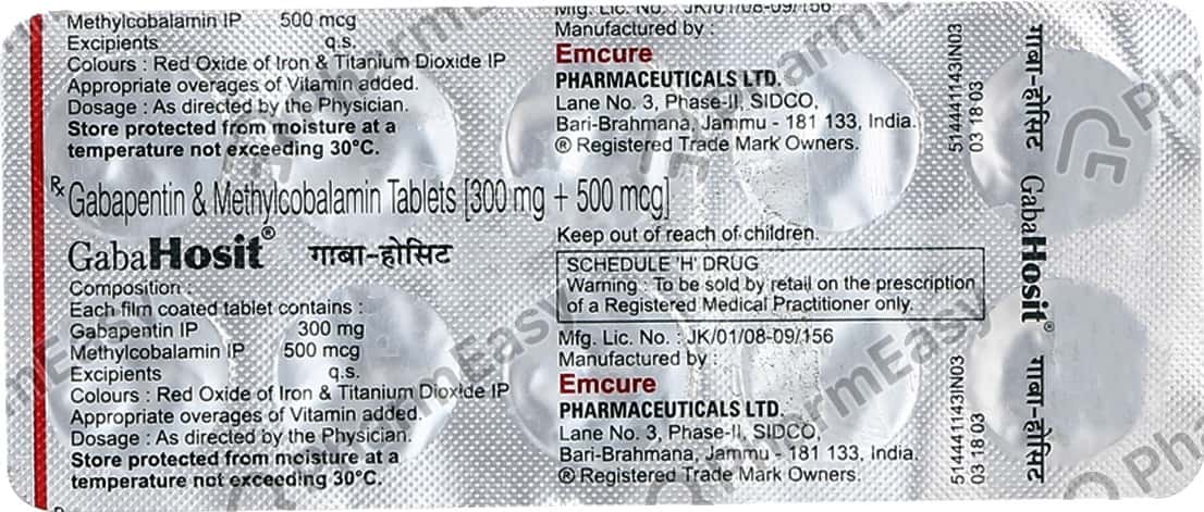 Gaba Hosit Strip Of 10 Tablets: Uses, Side Effects, Price & Dosage ...