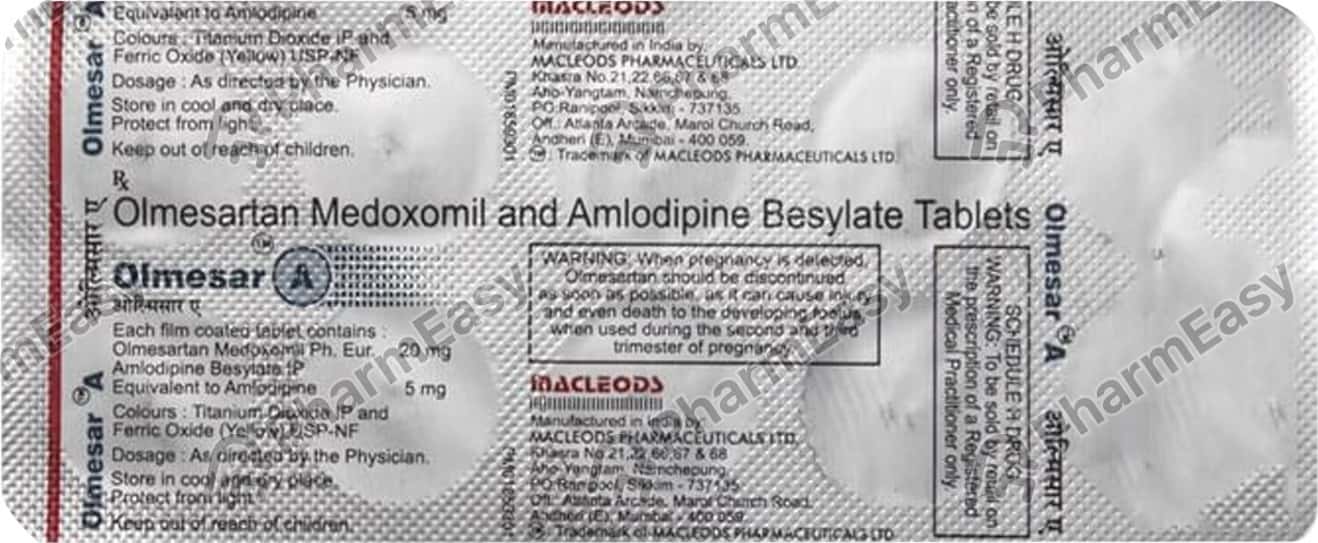 Olmesar A 20mg Strip Of 10 Tablets: Uses, Side Effects, Price & Dosage ...