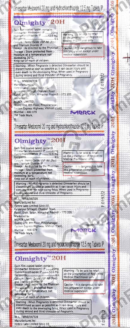 Olmighty H 20mg Strip Of 10 Tablets: Uses, Side Effects, Price & Dosage ...