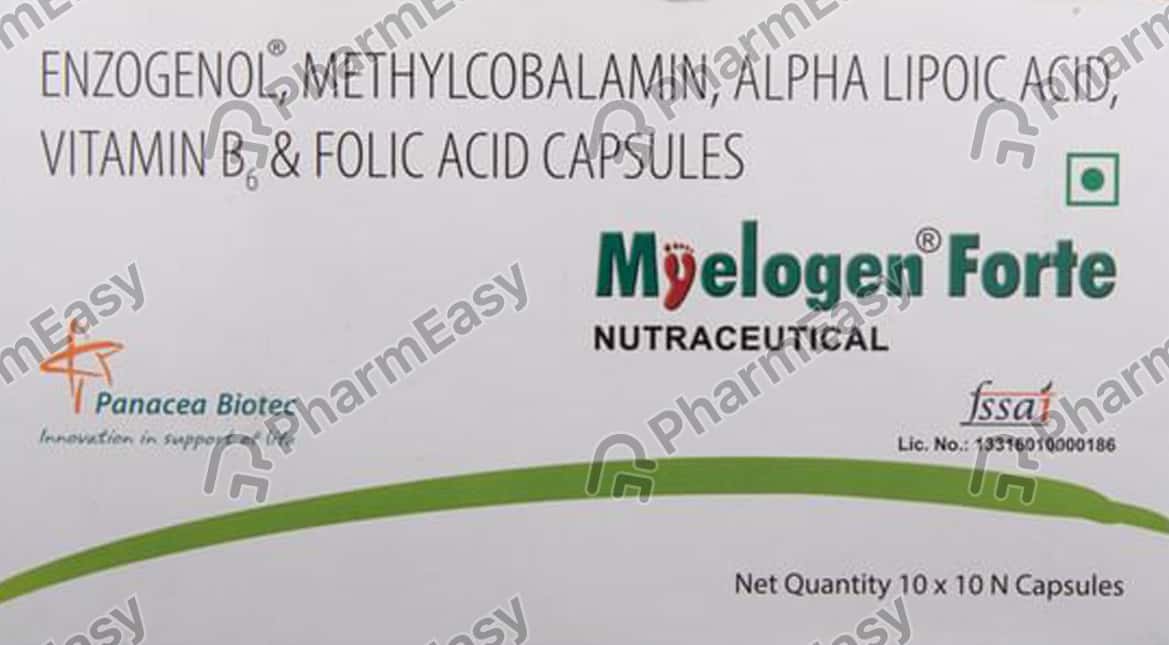 Myelogen Forte Strip Of 10 Capsules: Uses, Side Effects, Price & Dosage ...
