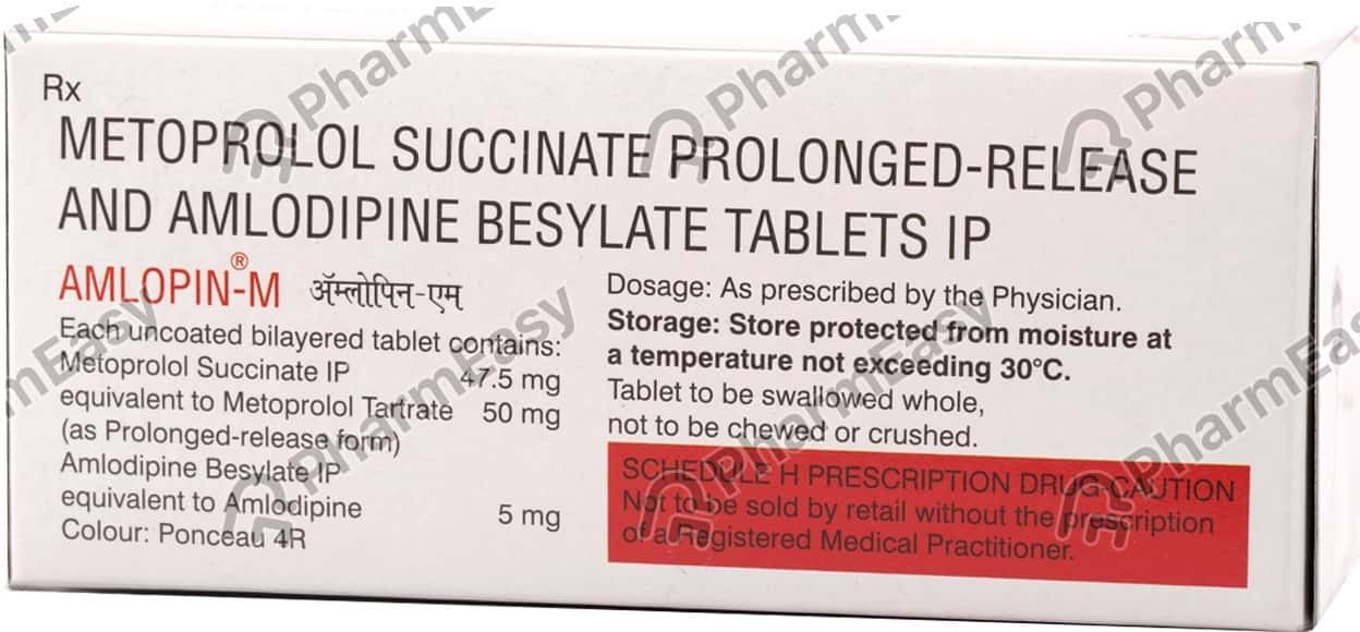 Amlopin M 50mg Strip Of 10 Tablets: Uses, Side Effects, Price & Dosage ...