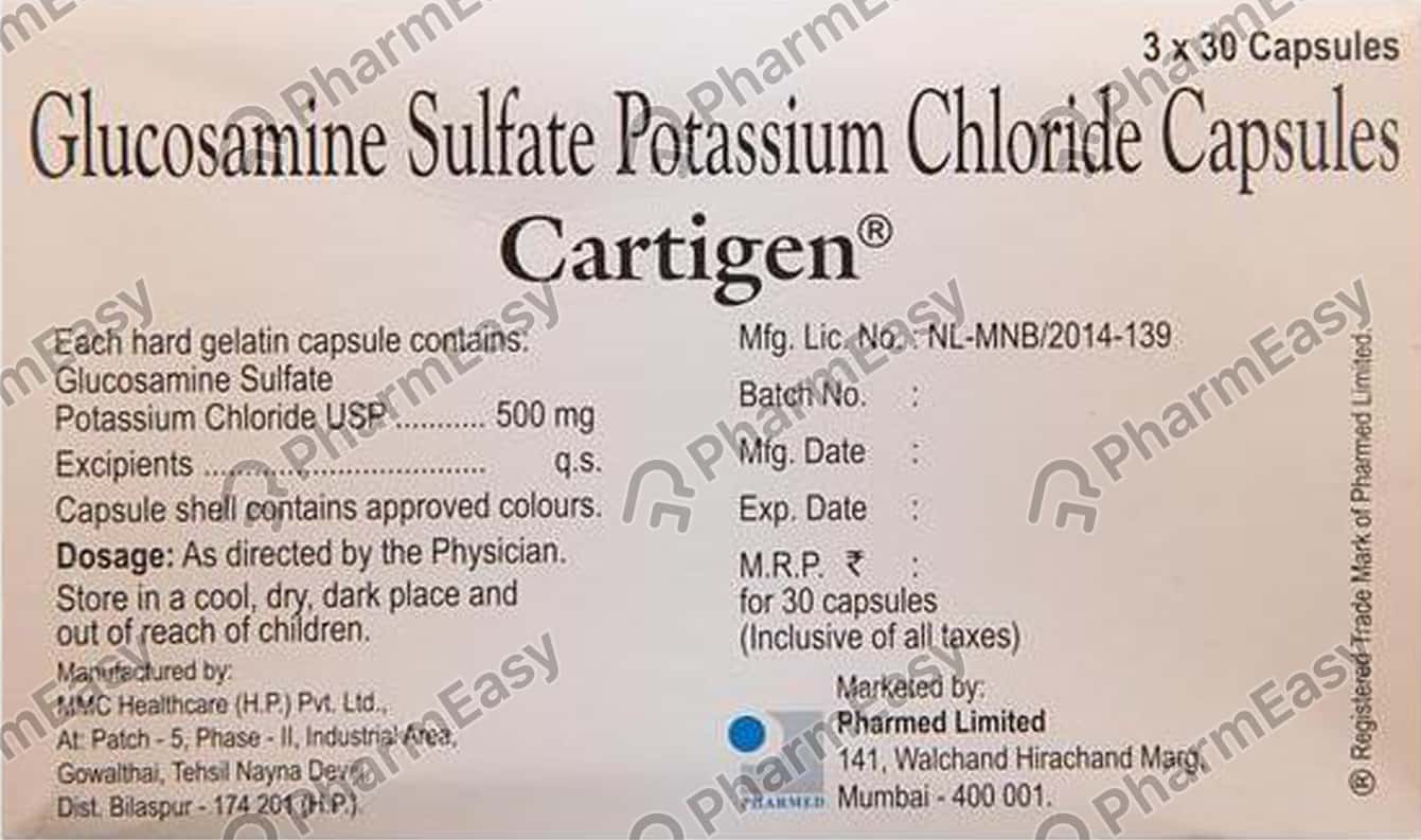 Buy CARTIGEN 500MG BOTTLE OF 30 CAPSULES Online & Get Upto 60% OFF at ...