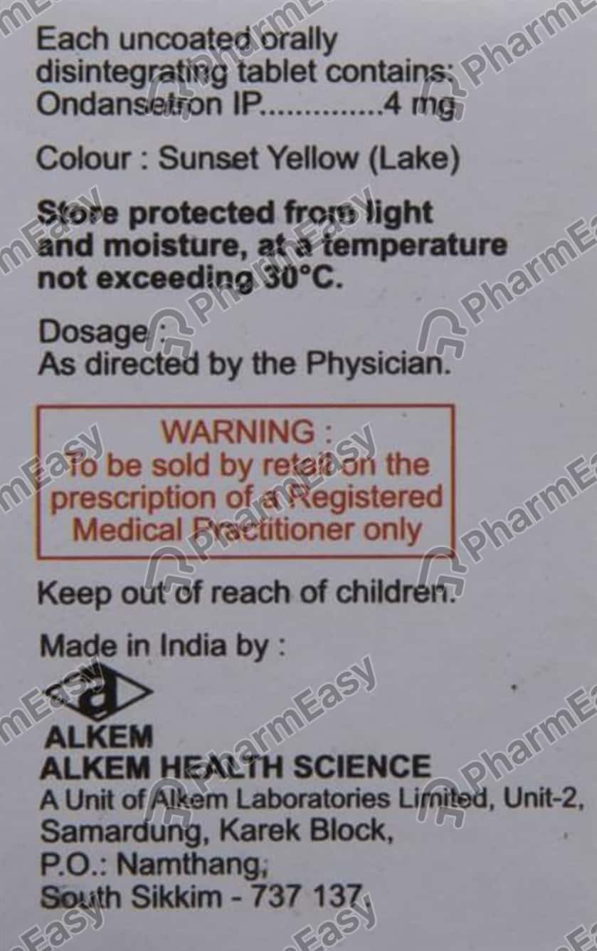 Ondem 4 MG Tablet (10): Uses, Side Effects, Price, Dosage & Composition ...