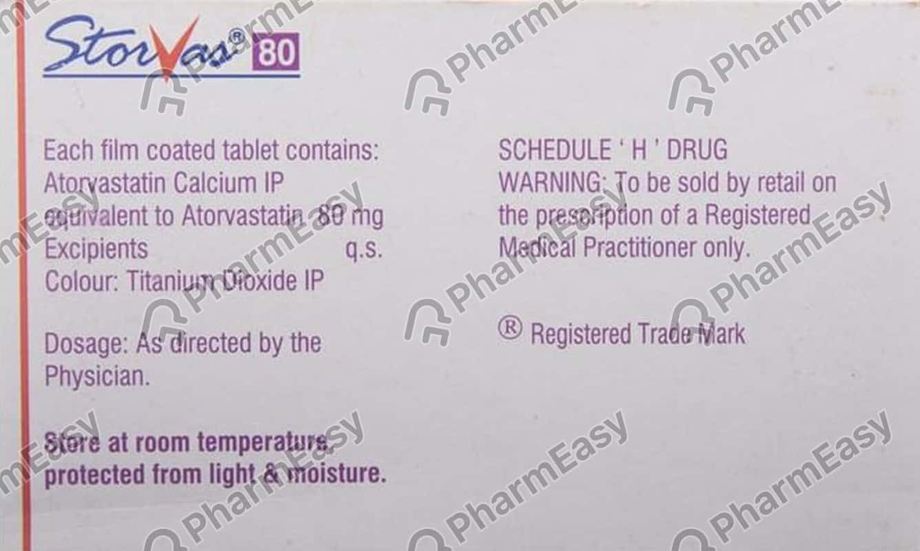 Storvas 80 MG Tablet (10): Uses, Side Effects, Price & Dosage | PharmEasy