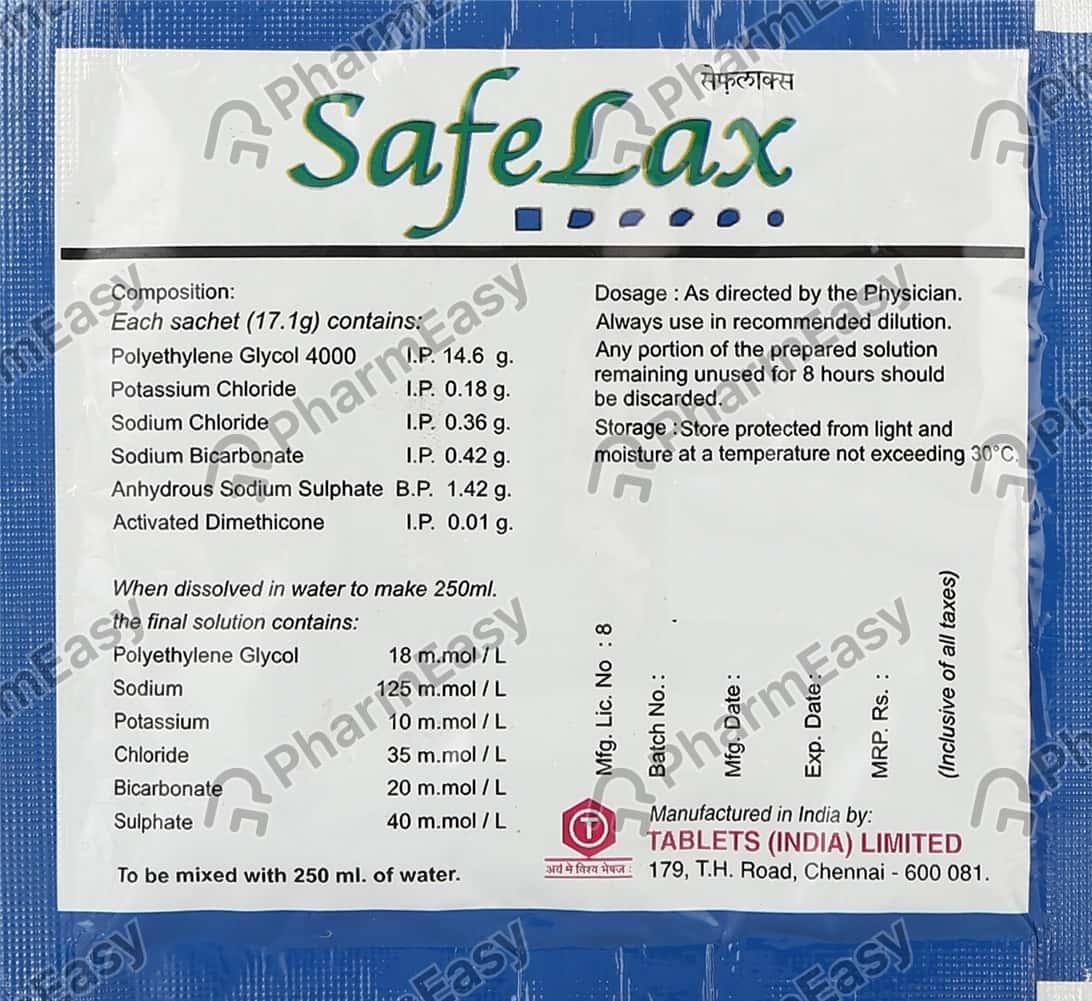 Buy Safelax Sach 17.1gm Online at Flat 15% OFF | PharmEasy