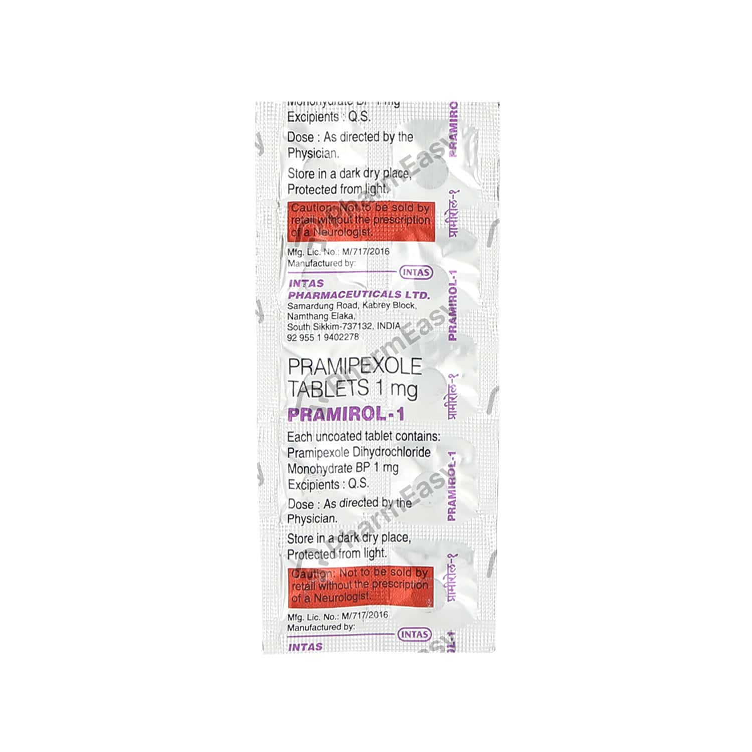 Buy Pramirol 1 MG Tablet (10) Online at Flat 18% OFF* | PharmEasy