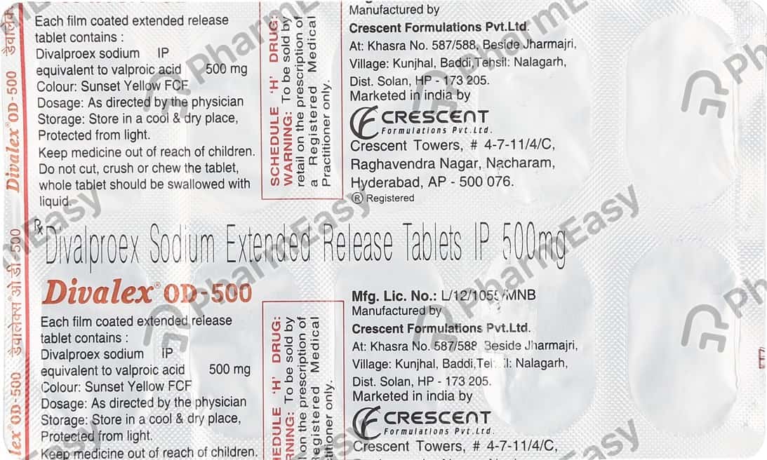 Divalex Od 500 MG Tablet (10): Uses, Side Effects, Price & Dosage ...