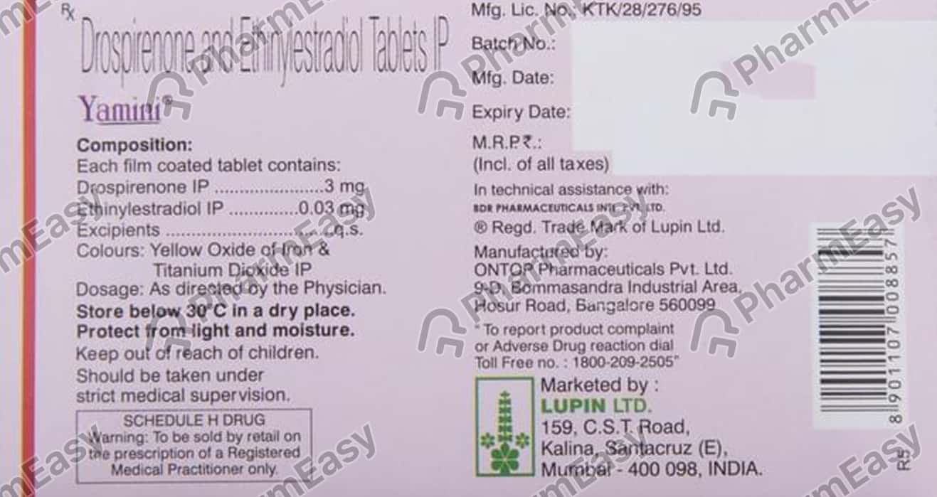 Yamini Strip Of 21 Tablets: Uses, Side Effects, Price & Dosage | PharmEasy