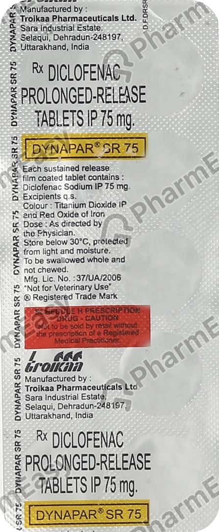 Dynapar Sr 75 MG Tablet (10): Uses, Side Effects, Price & Dosage | PharmEasy