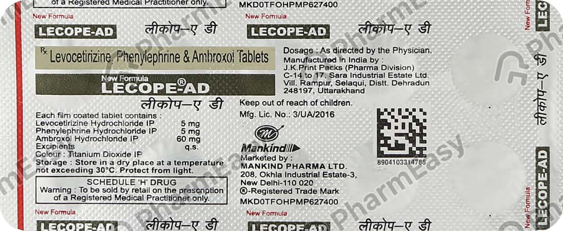 New Lecope Ad Strip Of 10 Tablets: Uses, Side Effects, Price, Dosage ...