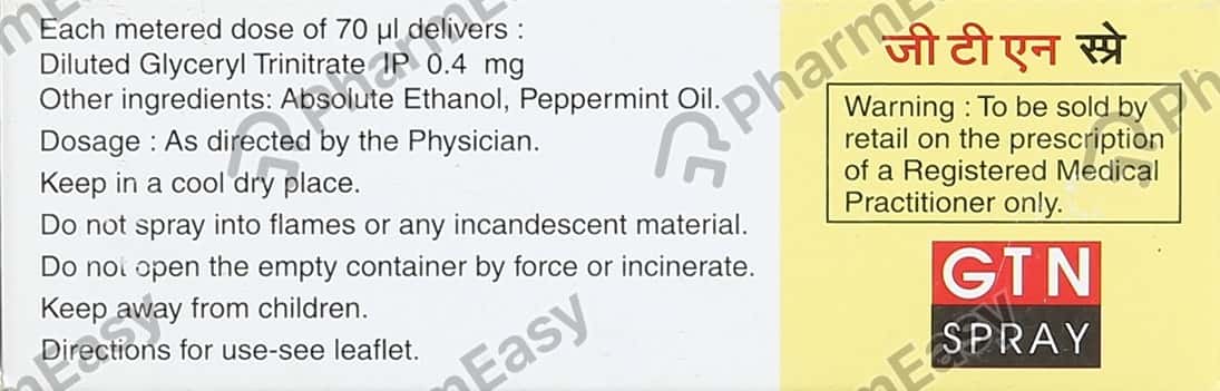 Buy Gtn 0.4 MG Mouth Spray (200) Online at Flat 15% OFF | PharmEasy