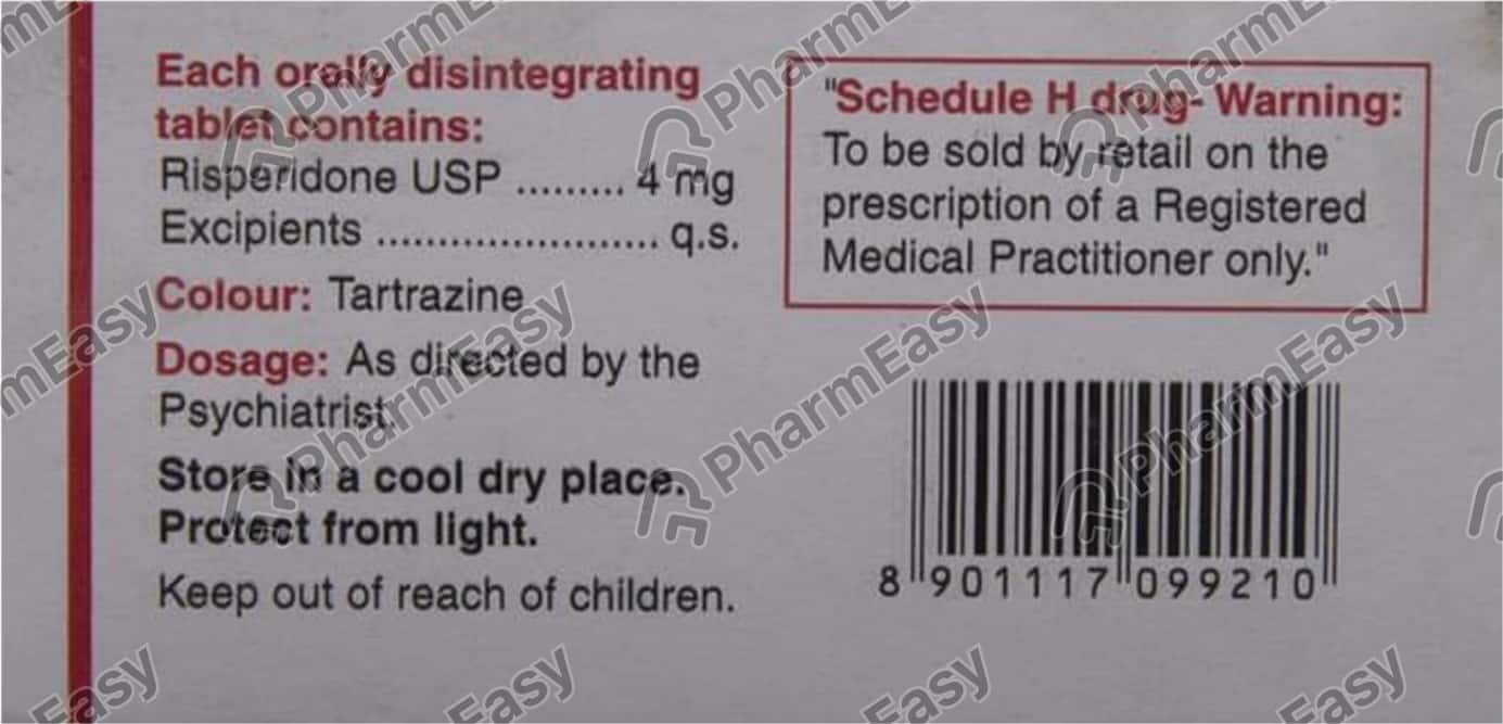 Buy Risnia Md 4 MG Tablet (10) Online at Flat 15% OFF | PharmEasy