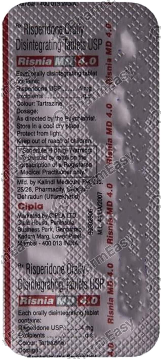 Buy Risnia Md 4 MG Tablet (10) Online at Flat 15% OFF | PharmEasy