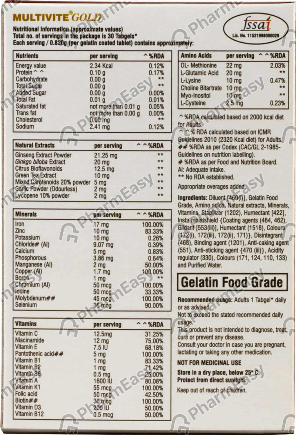 Buy MULTIVITE GOLD STRIP OF 15 SOFTGEL CAPSULES Online & Get Upto 60% ...