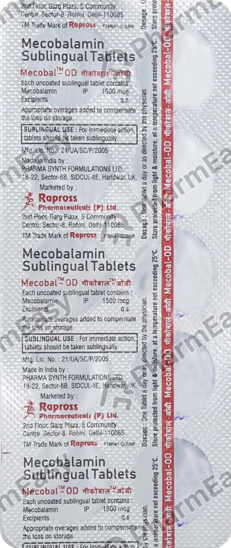 Mecobal Od 1500 MCG Sublingual Tablet (10): Uses, Side Effects, Price & Dosage | PharmEasy