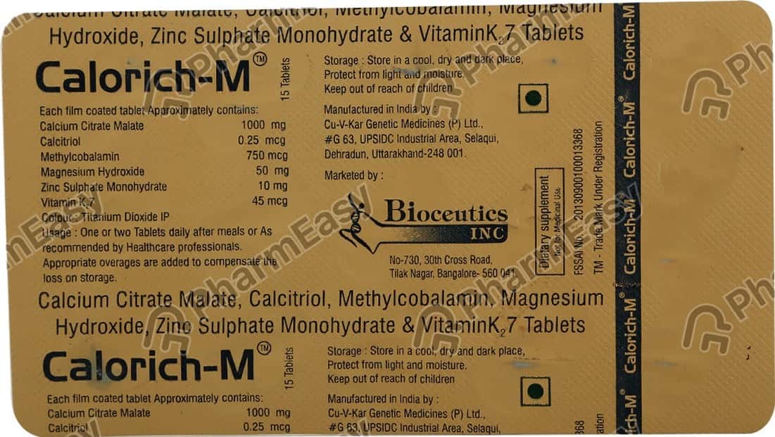 Buy Calorich M Strip Of 15 Tablets Online at Flat 15% OFF | PharmEasy