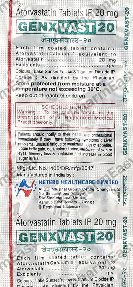 Atortin 20 MG Tablet (10): Uses, Side Effects, Price, Dosage ...