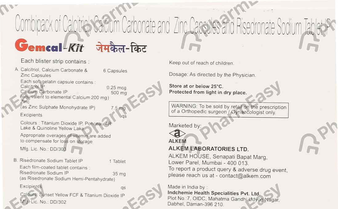 Gemcal Kit 500 MG Capsule & Tablet Combikit (1): Uses, Side Effects ...