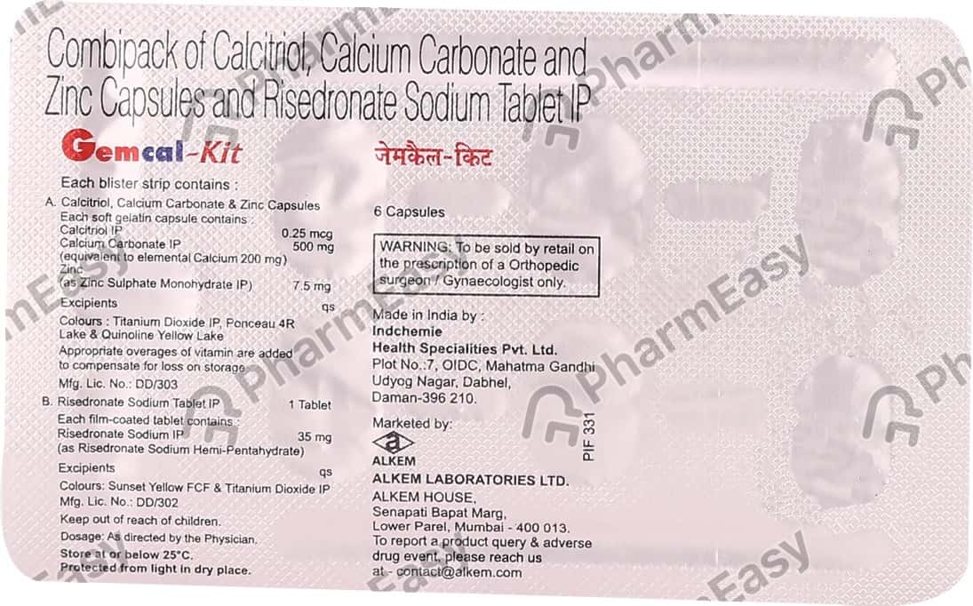 Gemcal Kit 500 MG Capsule & Tablet Combikit (1): Uses, Side Effects ...