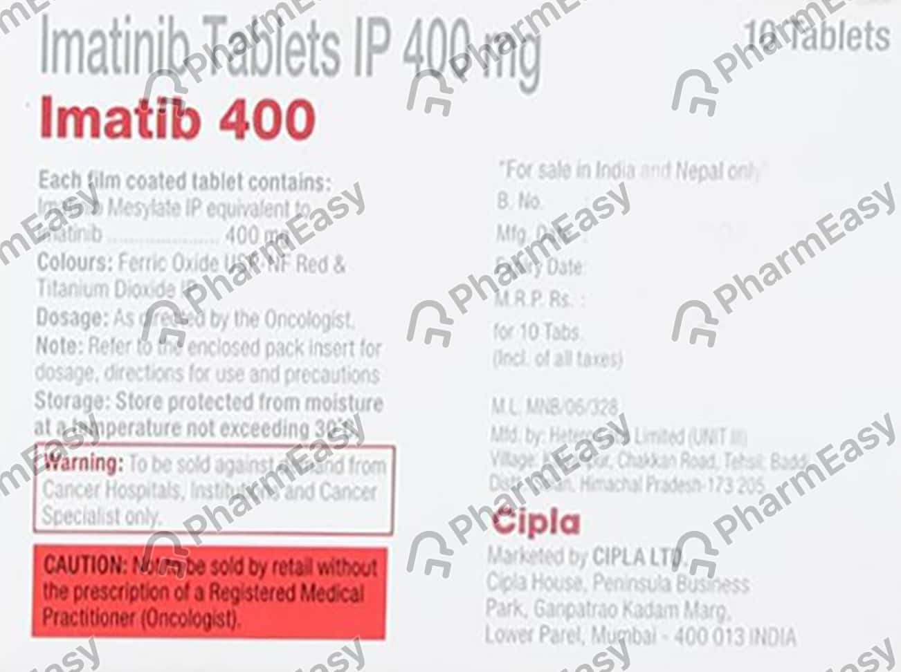 Imatib 400 MG Tablet (10): Uses, Side Effects, Price & Dosage | PharmEasy
