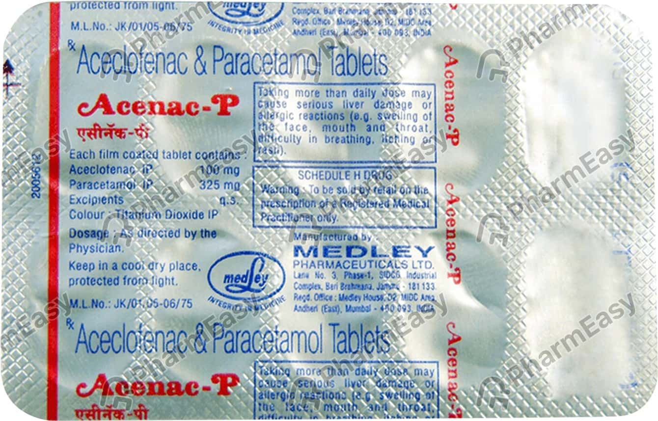 Acenac P Strip Of 10 Tablets: Uses, Side Effects, Price & Dosage ...