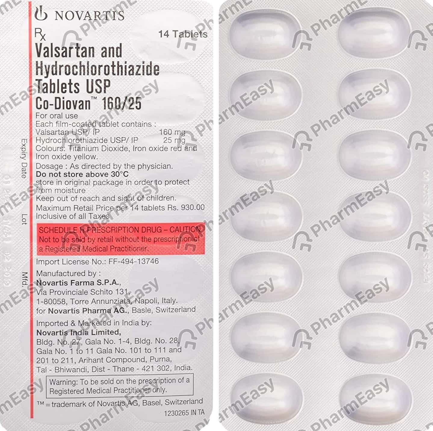Buy Co Diovan 160mg/25mg Strip Of 14 Tablets Online at Flat 15% OFF ...